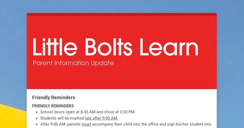 Little Bolts Learn | Smore Newsletters for Education