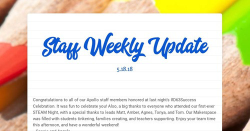Staff Weekly Update | Smore Newsletters