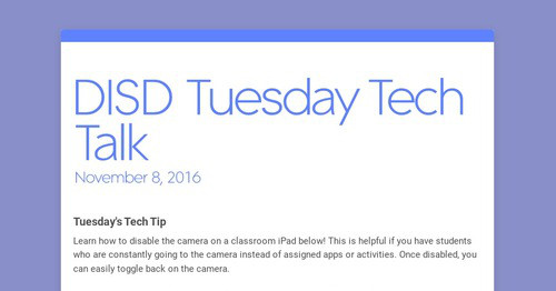 DISD Tuesday Tech Talk | Smore Newsletters