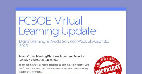 FCBOE Virtual Learning Update | Smore Newsletters