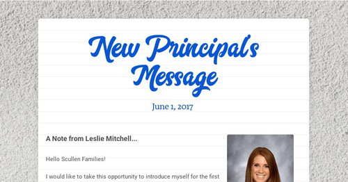 New Principal's Message | Smore Newsletters
