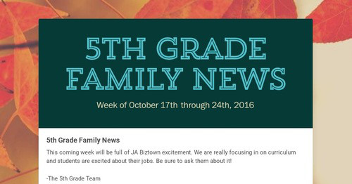 5th Grade Family News | Smore Newsletters for Education
