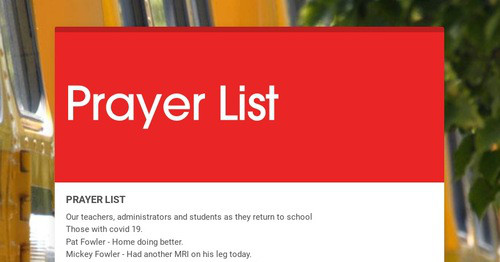 Prayer List | Smore Newsletters