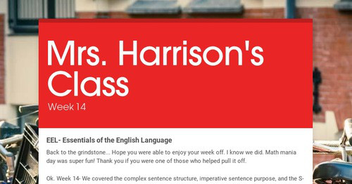 Mrs. Harrison's Class | Smore Newsletters