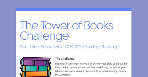 The Tower of Books Challenge | Smore Newsletters