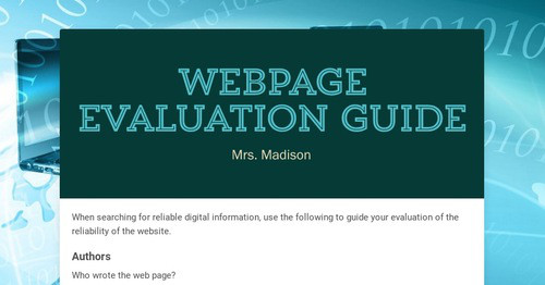 Webpage Evaluation Guide | Smore Newsletters for Education