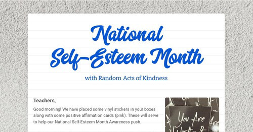 National Self-Esteem Month | Smore Newsletters