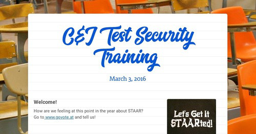 C&I Test Security Training | Smore Newsletters