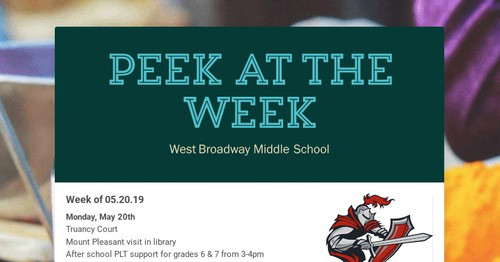 Peek at the Week | Smore Newsletters for Education