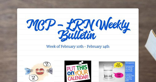 MCP - LRN Weekly Bulletin | Smore Newsletters