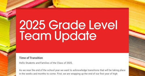 2025 Grade Level Team Update | Smore Newsletters