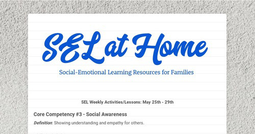 SEL at Home | Smore Newsletters