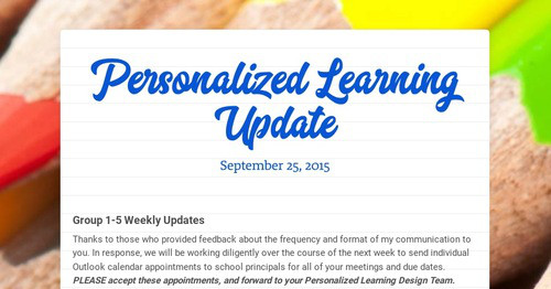 Personalized Learning Update | Smore Newsletters for Education