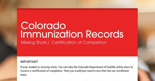 Colorado Immunization Records | Smore Newsletters