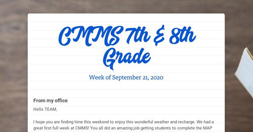 CMMS 7th & 8th Grade | Smore Newsletters
