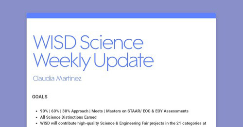WISD Science Weekly Update | Smore Newsletters