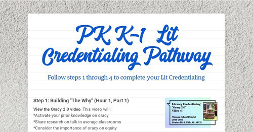 PK, K-1 Lit Credentialing Pathway | Smore Newsletters