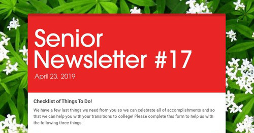 Senior Newsletter #17 | Smore Newsletters for Education
