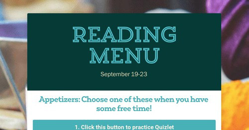 Reading Menu | Smore Newsletters
