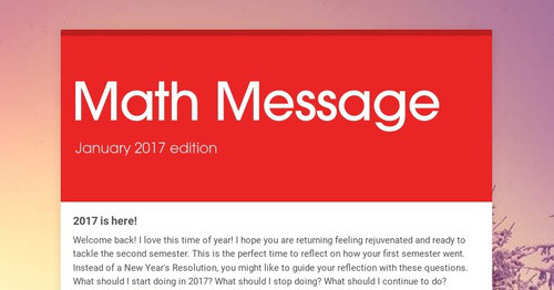 Math Message | Smore Newsletters