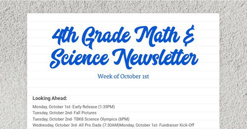 4th Grade Math & Science Newsletter | Smore Newsletters