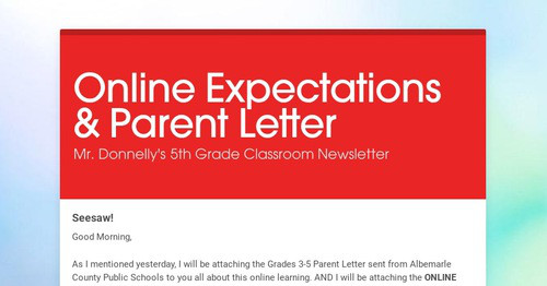 Online Expectations & Parent Letter | Smore Newsletters