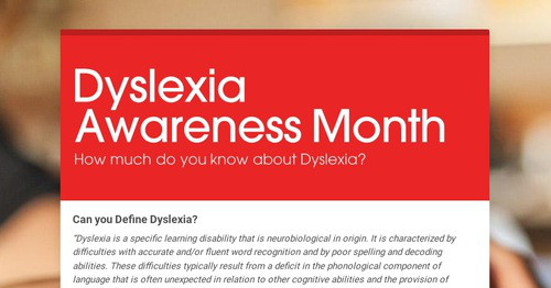 Dyslexia Awareness Month | Smore Newsletters