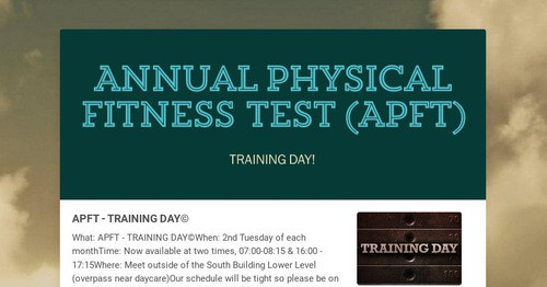 Annual Physical Fitness Test (APFT) | Smore Newsletters