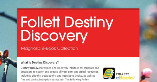 Follett Destiny Discovery | Smore Newsletters