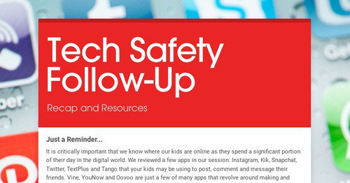 Tech Safety Follow-Up | Smore Newsletters for Education