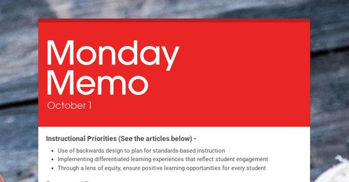 Monday Memo | Smore Newsletters
