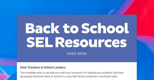 Back to School SEL Resources | Smore Newsletters