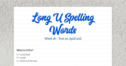Long U Spelling Words | Smore Newsletters