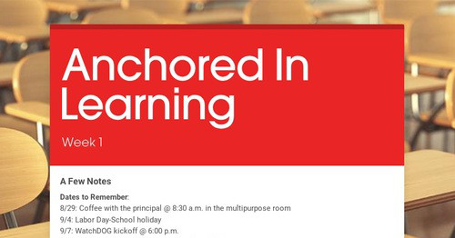Anchored In Learning | Smore Newsletters