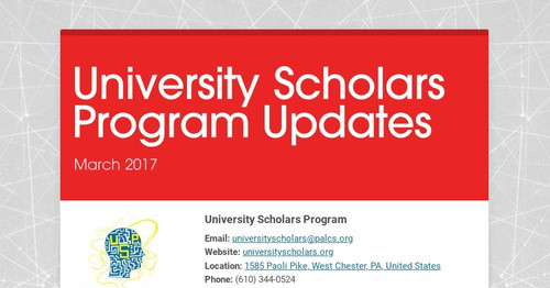 University Scholars Program Updates | Smore Newsletters