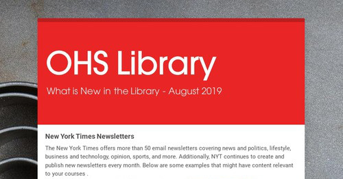 OHS Library | Smore Newsletters