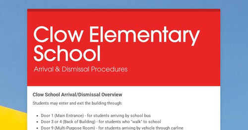 Clow Elementary School | Smore Newsletters for Business