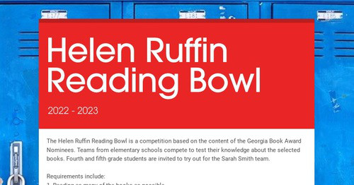 Helen Ruffin Reading Bowl | Smore Newsletters