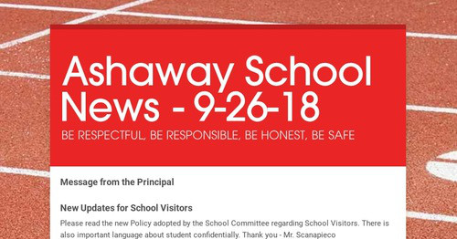 Ashaway School News - 9-26-18 | Smore Newsletters