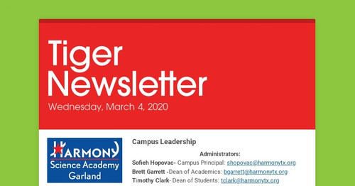 Tiger Newsletter | Smore Newsletters