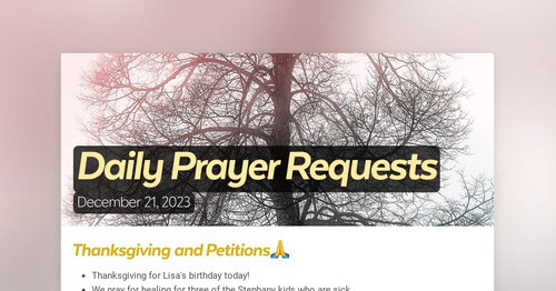 Daily Prayer Requests | Smore Newsletters