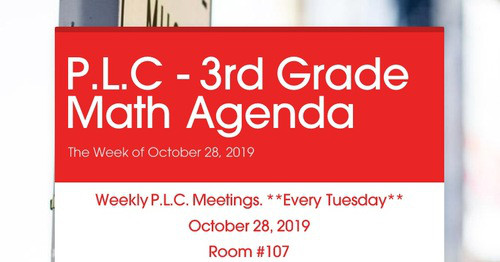 P.L.C - 3rd Grade Math Agenda | Smore Newsletters