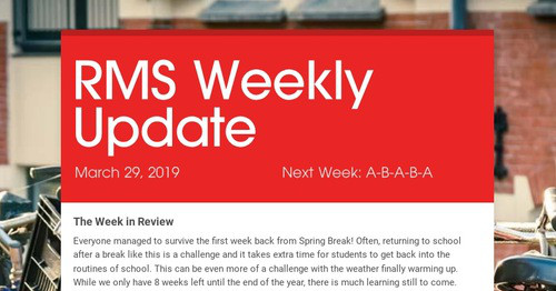 RMS Weekly Update | Smore Newsletters
