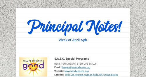 Principal Notes! | Smore Newsletters