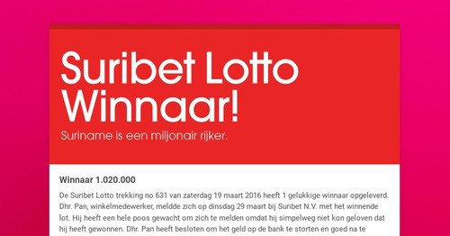 Suribet Lotto Winnaar! | Smore Newsletters