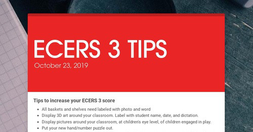 ECERS 3 TIPS | Smore Newsletters for Education
