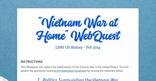 "Vietnam War at Home" WebQuest | Smore Newsletters