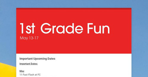 1st Grade Fun | Smore Newsletters