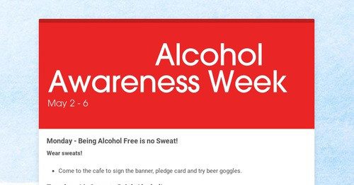 Alcohol Awareness Week | Smore Newsletters for Education