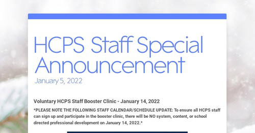 HCPS Staff Special Announcement
